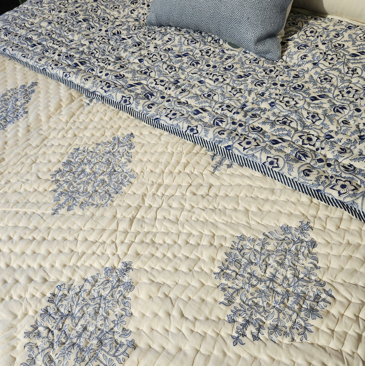 Block Print Quilt Queen Blue & White – Inside Living Hong Kong