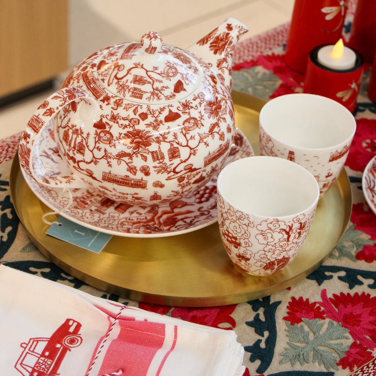 Hong Kong Toile Series Tea Pot Red – Inside Living Hong Kong